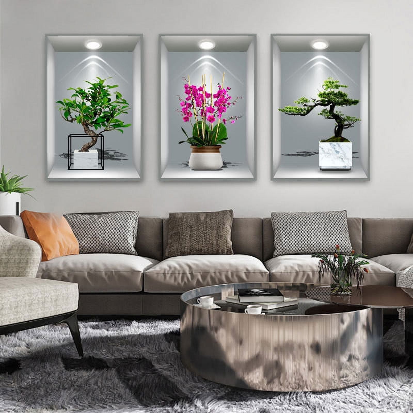 Momihoom 3D Pot Plants Wall Decals Greenery Leaves Wall Stickers ...