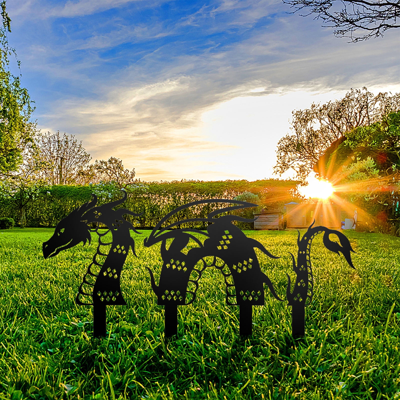 Momihoom Acrylic Dragon Stake Chinese New Year Garden Stake Puppy Three ...