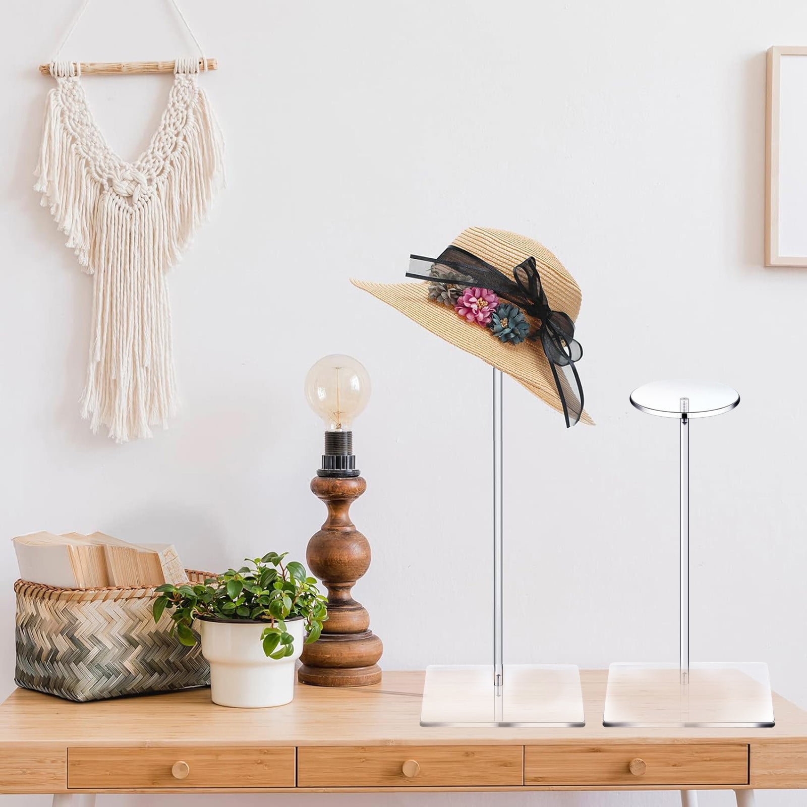 Momihoom Acrylic Hat Stand Holder Wig Display Rack Clear Pedestal Stand ...
