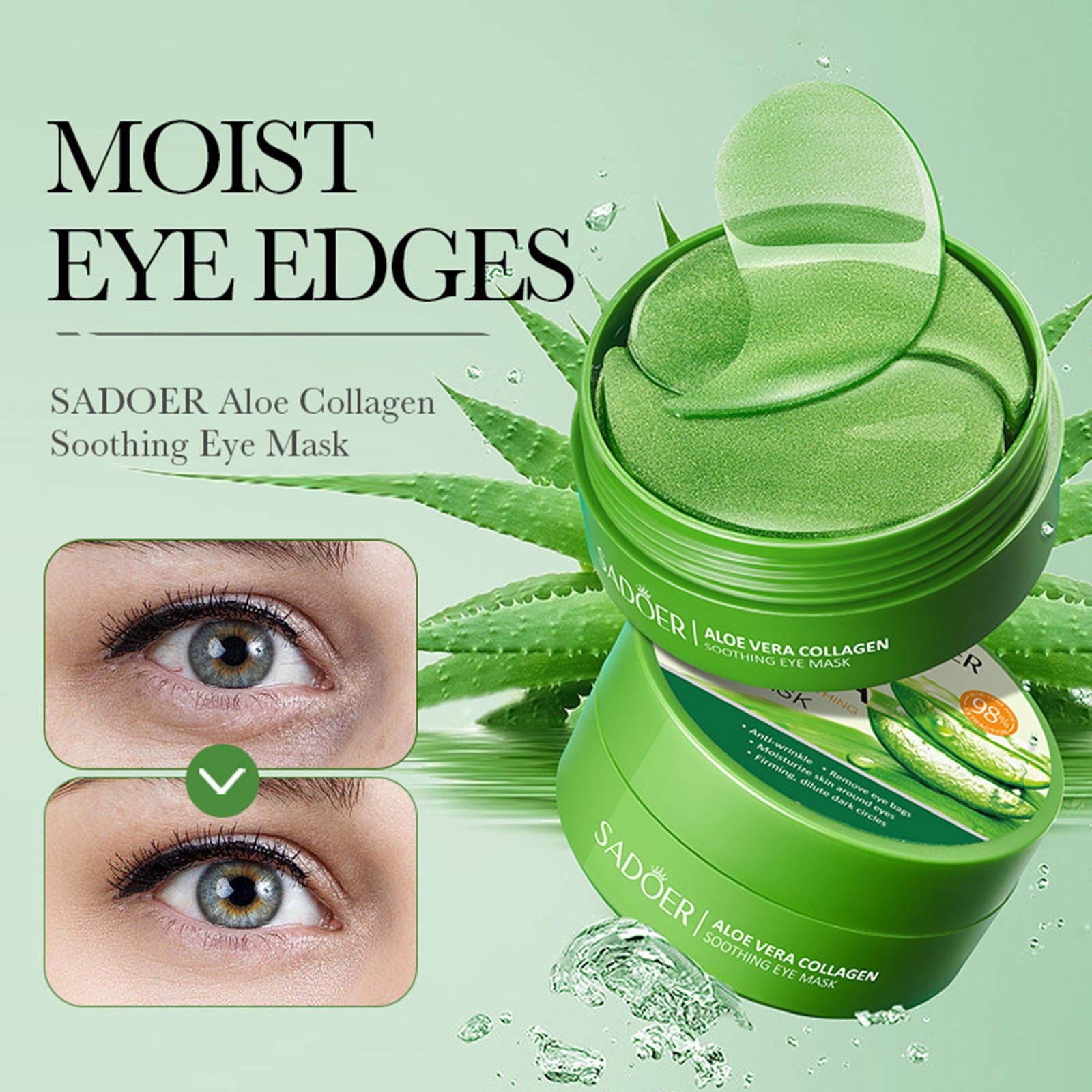 Momihoom Aloe Vera Eye Treatment Mask Reduces Puffiness, Wrinkles ...