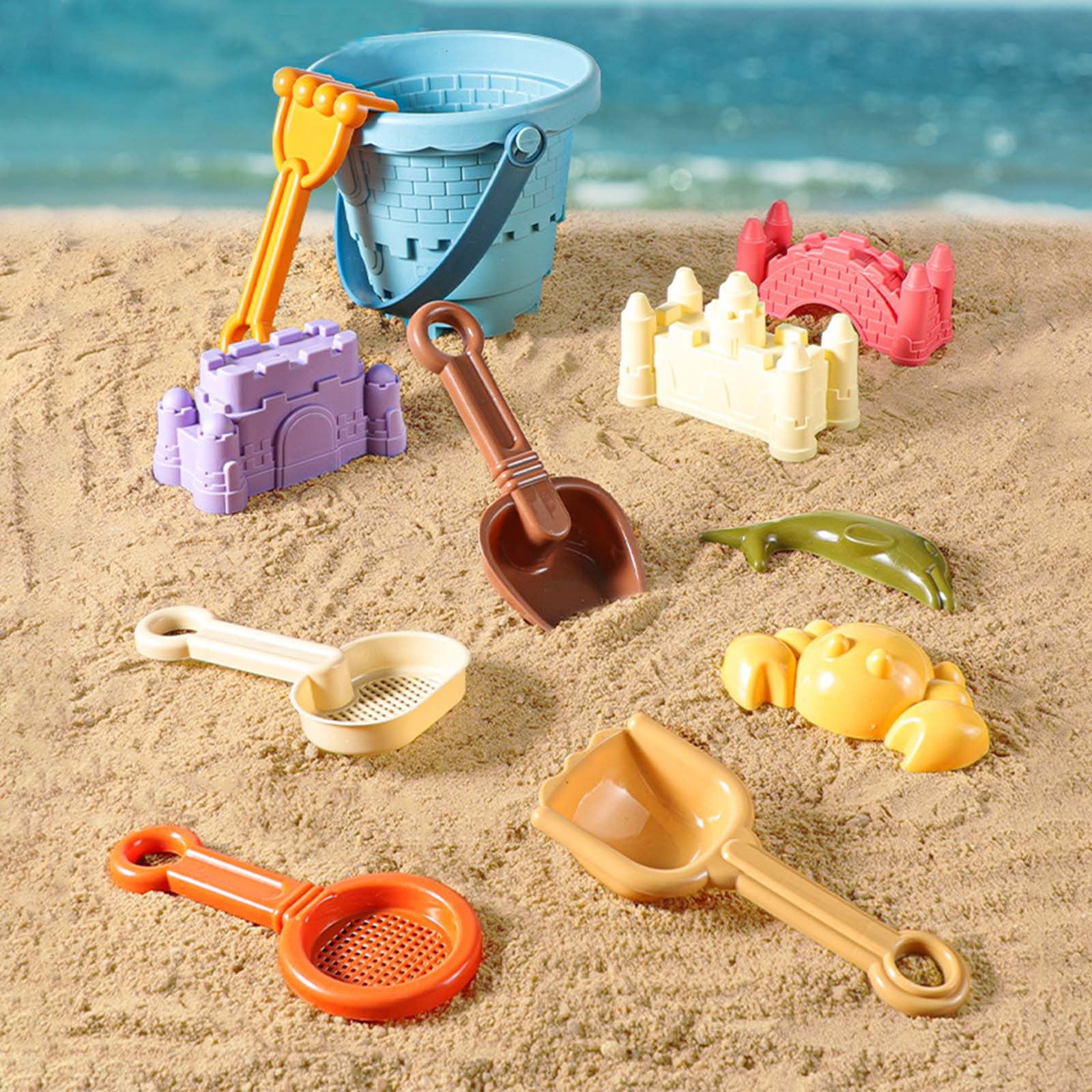 Momihoom Beach Sandcastle Includes Sand Pail Shovel Rake Animal Molds ...