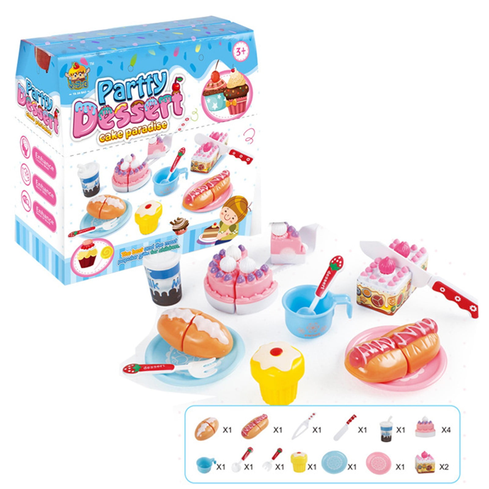 Momihoom Birthday Cake Toy Cutting Cake Play Set Kids Play Kitchen Food ...