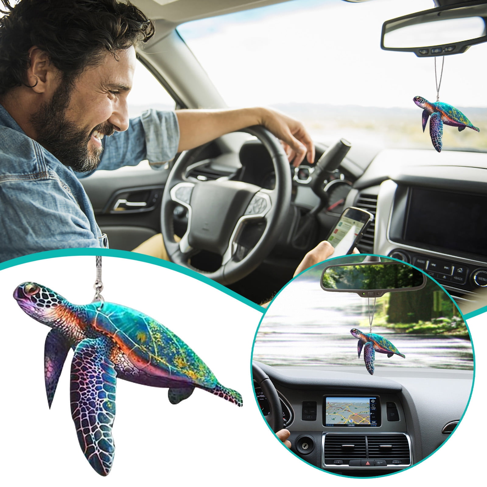 Momihoom Bling Tortoise Car Hanging Accessories, Crystal Rhinestone Sea ...