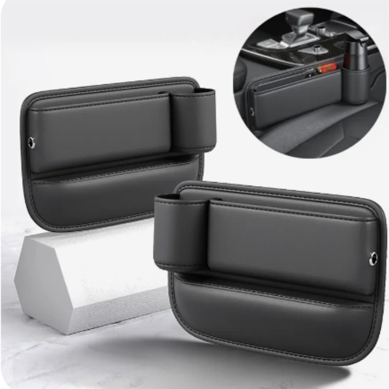 Momihoom Car Leather Cup Holder Gap Bag, Custom Seat Gap Organizer with ...