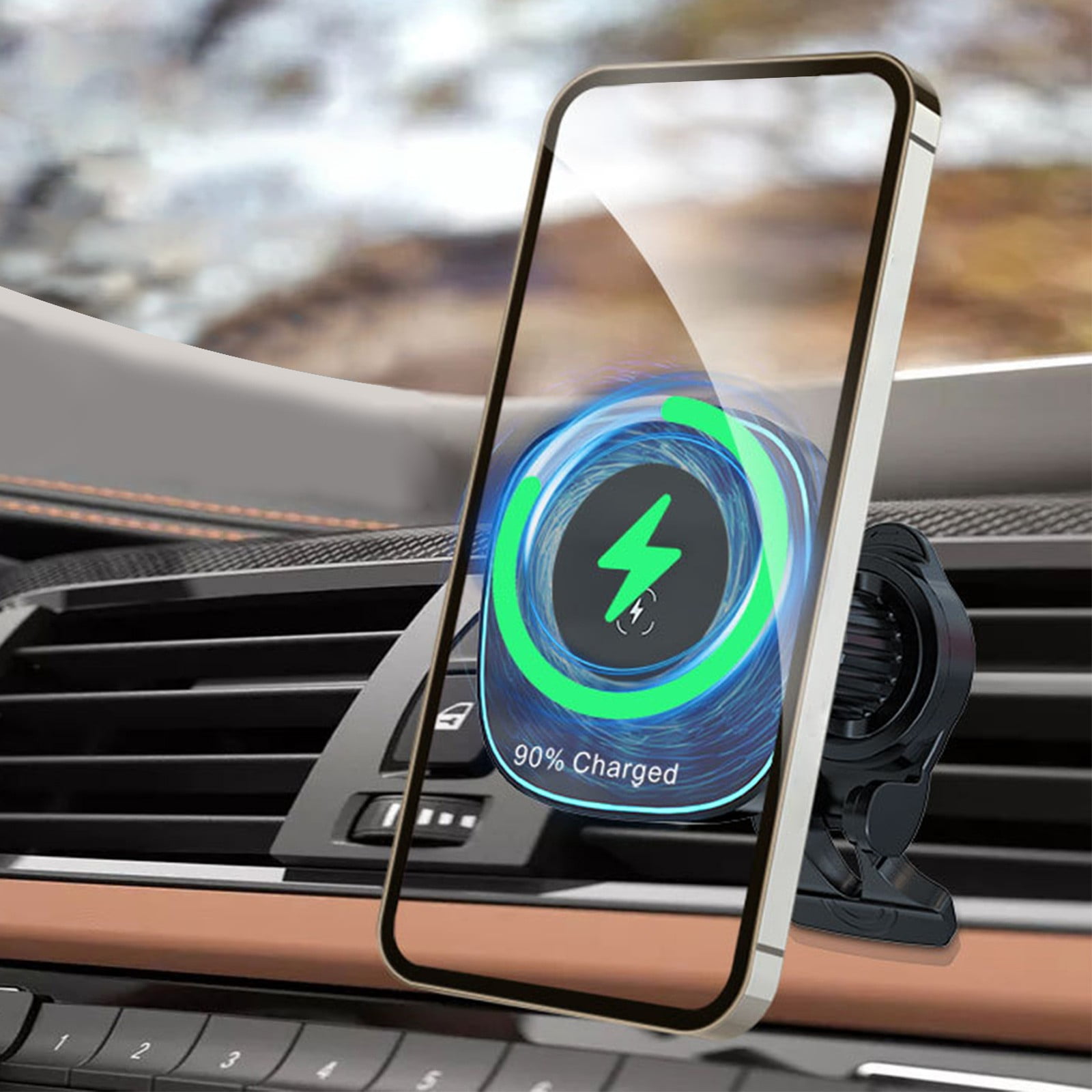 Momihoom Car Mounted Mobile Phone Wireless Charger 15W Magnetic Suction ...