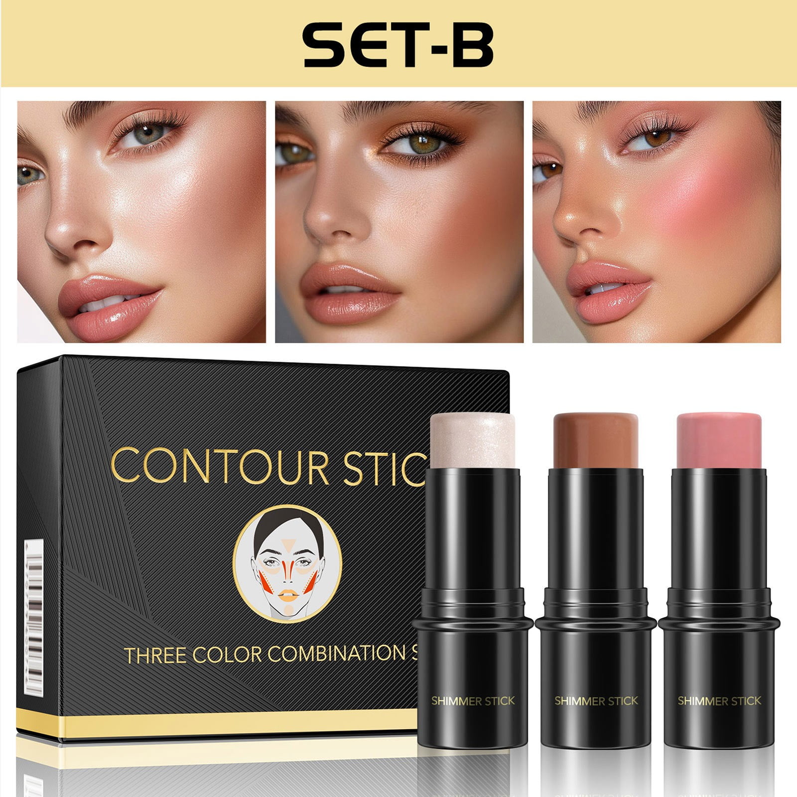 Momihoom Cream Contour Stick Makeup Kit, Shades for Cheeks, Lips, Eyes ...