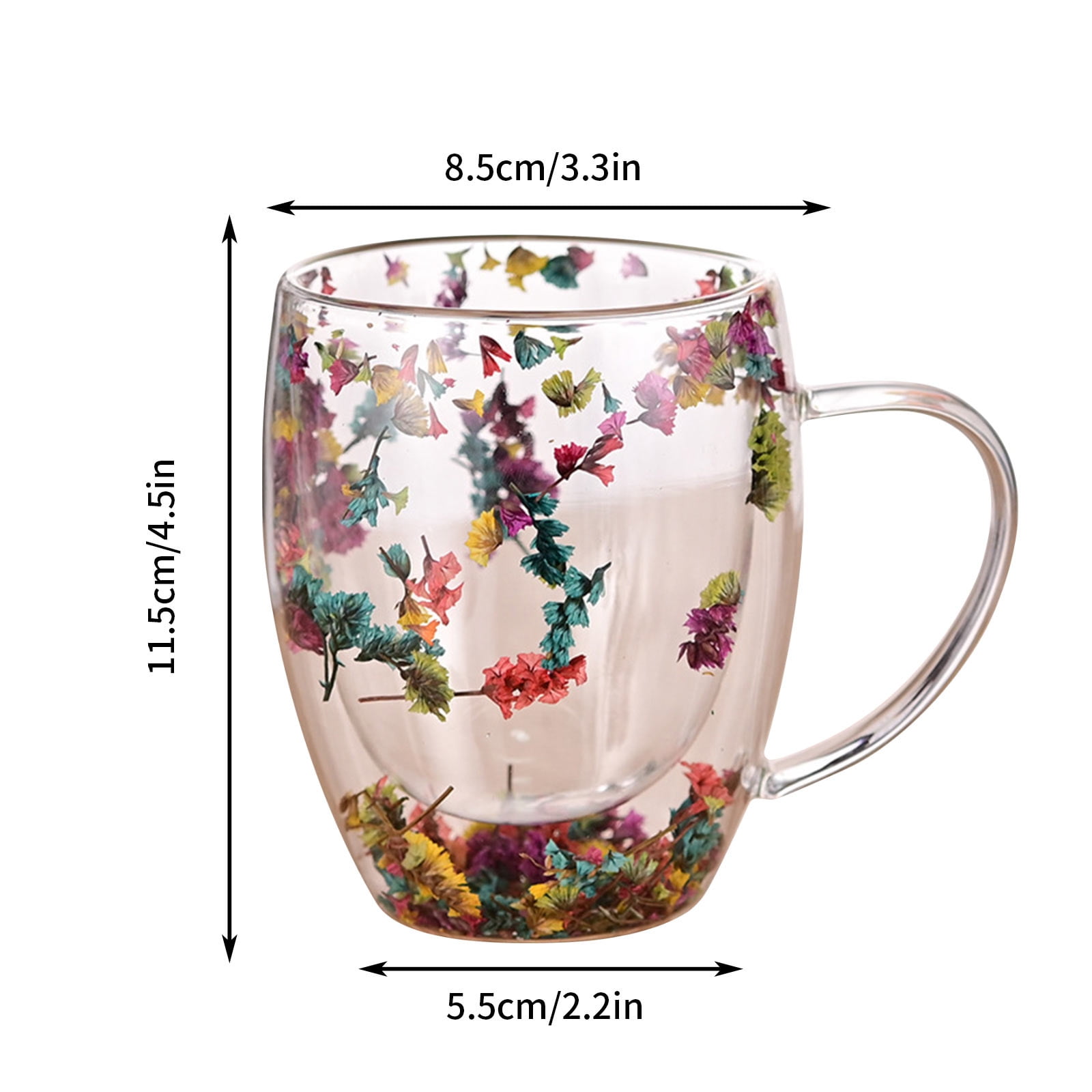 Momihoom Double Wall Glass Mug with Embedded Dried Flowers, Decorative ...