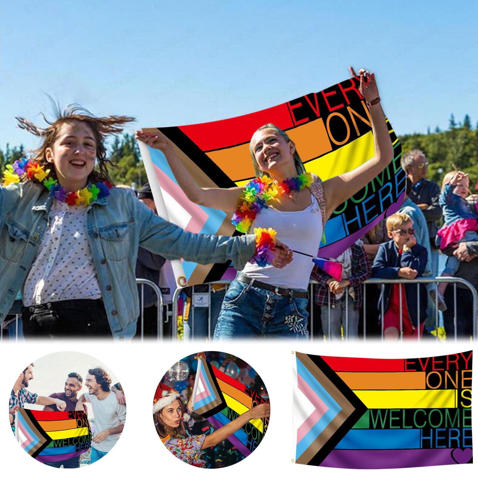 Momihoom Everyone is Welcome Here Progress Pride Flag Outdoor ...