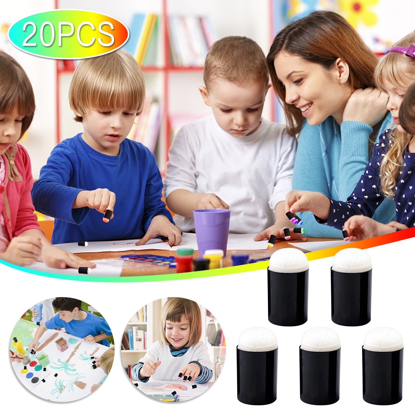 Momihoom Finger Sponge Daubers, Finger Painting Sponge Set Daubers ...