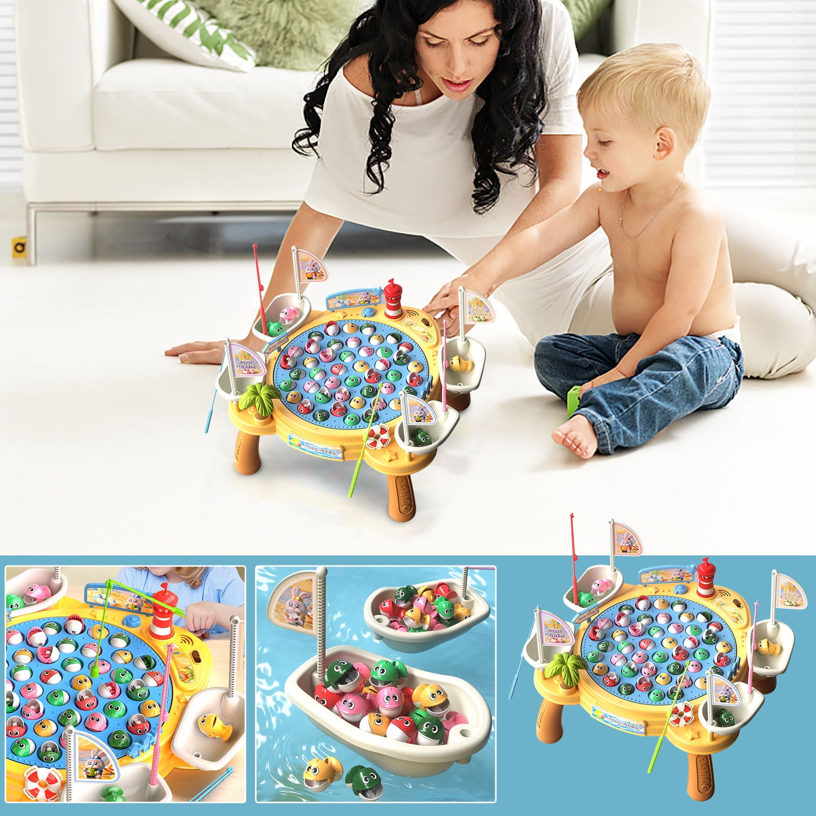 Momihoom Fishing Game Set -55 Magnetic Fish, A Colorful Toy Game For ...