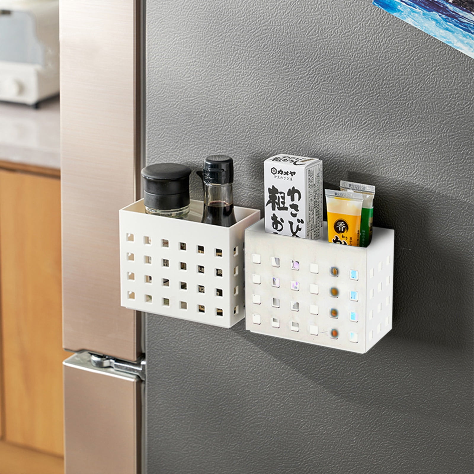 Momihoom Fridge Side Organizers Magnetic Spice Racks for Refrigerator ...