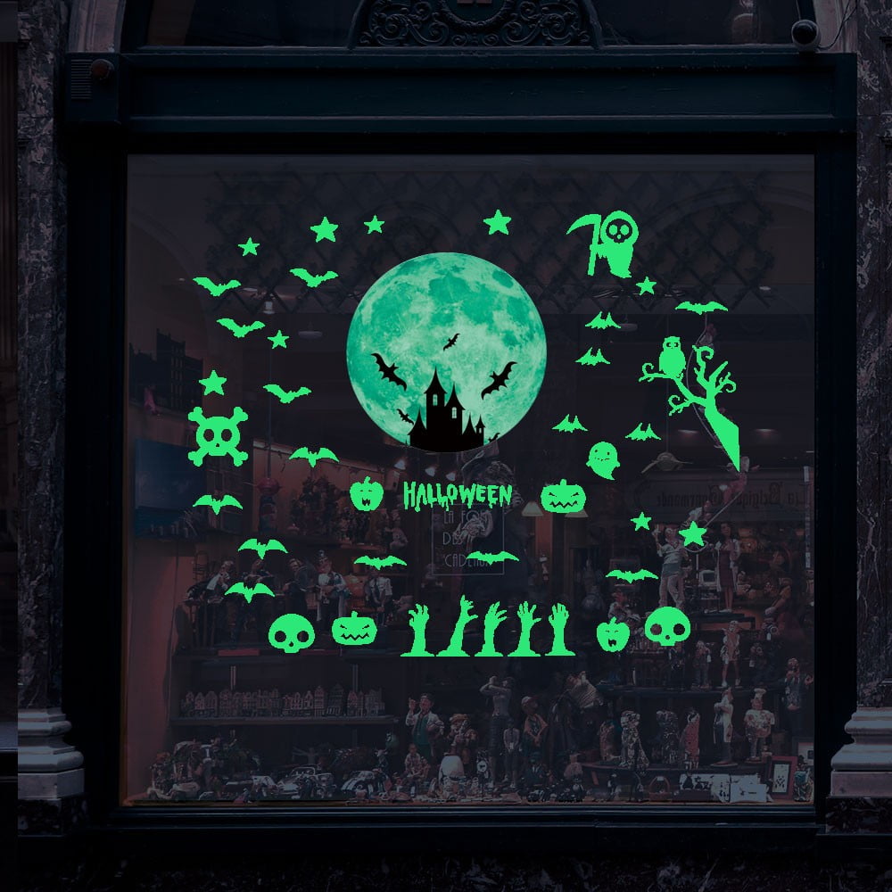 Momihoom Glow in The Dark Halloween Decals Luminous Halloween Stickers ...