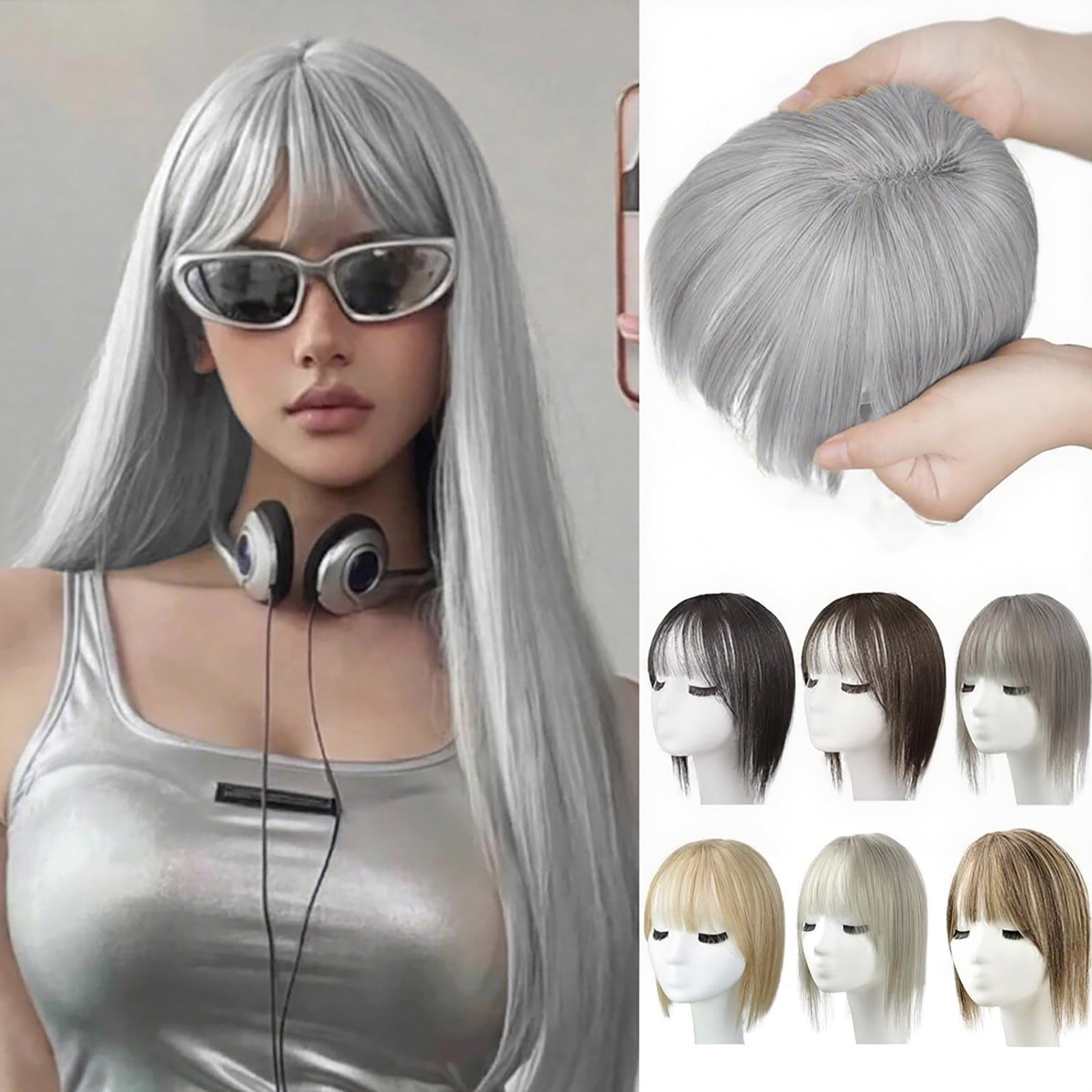 Momihoom Hairpieces Topper Heat Friendly Synthetic Fiber Clip In 1 ...