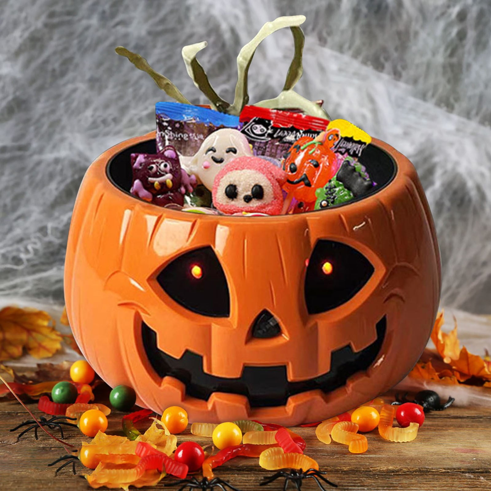 Momihoom Halloween Candy Bowl, Animated Pumpkin Candy Holder,Candy Dish ...