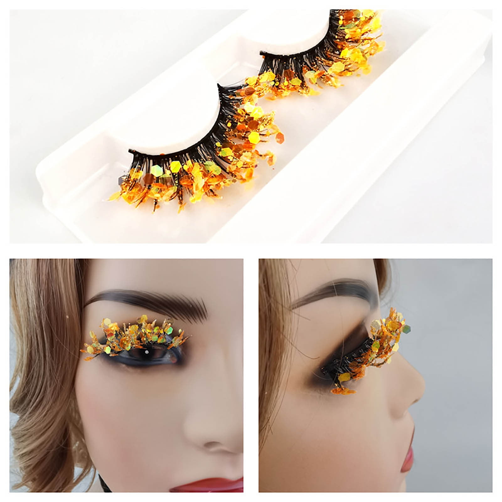 Momihoom Halloween Eyelashes Green Feather Eyelashes Dramatic Extra Long Big Halloween Colored ...