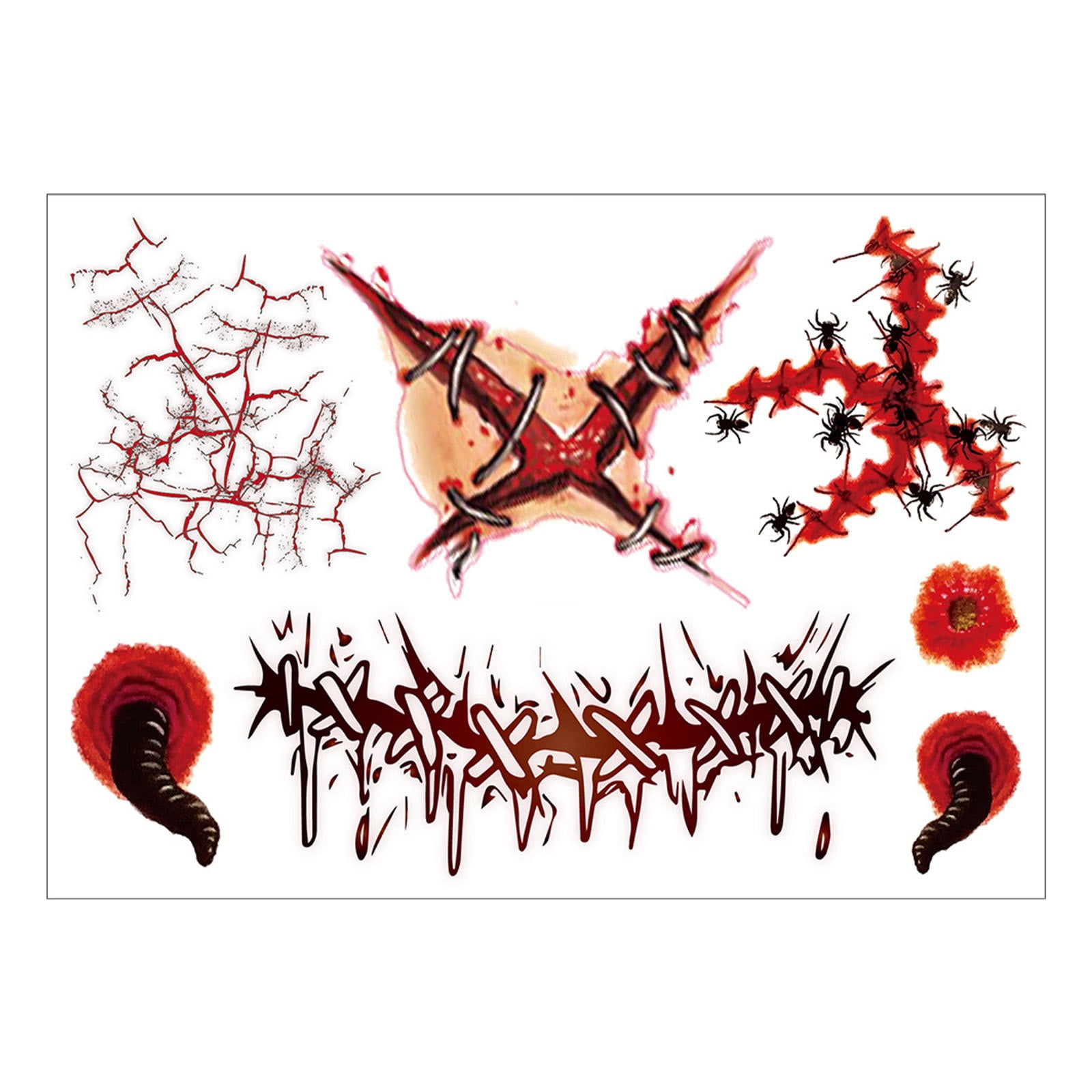 Momihoom Halloween Funny Face Tattoo Stickers Masquerade Scar Horror ...