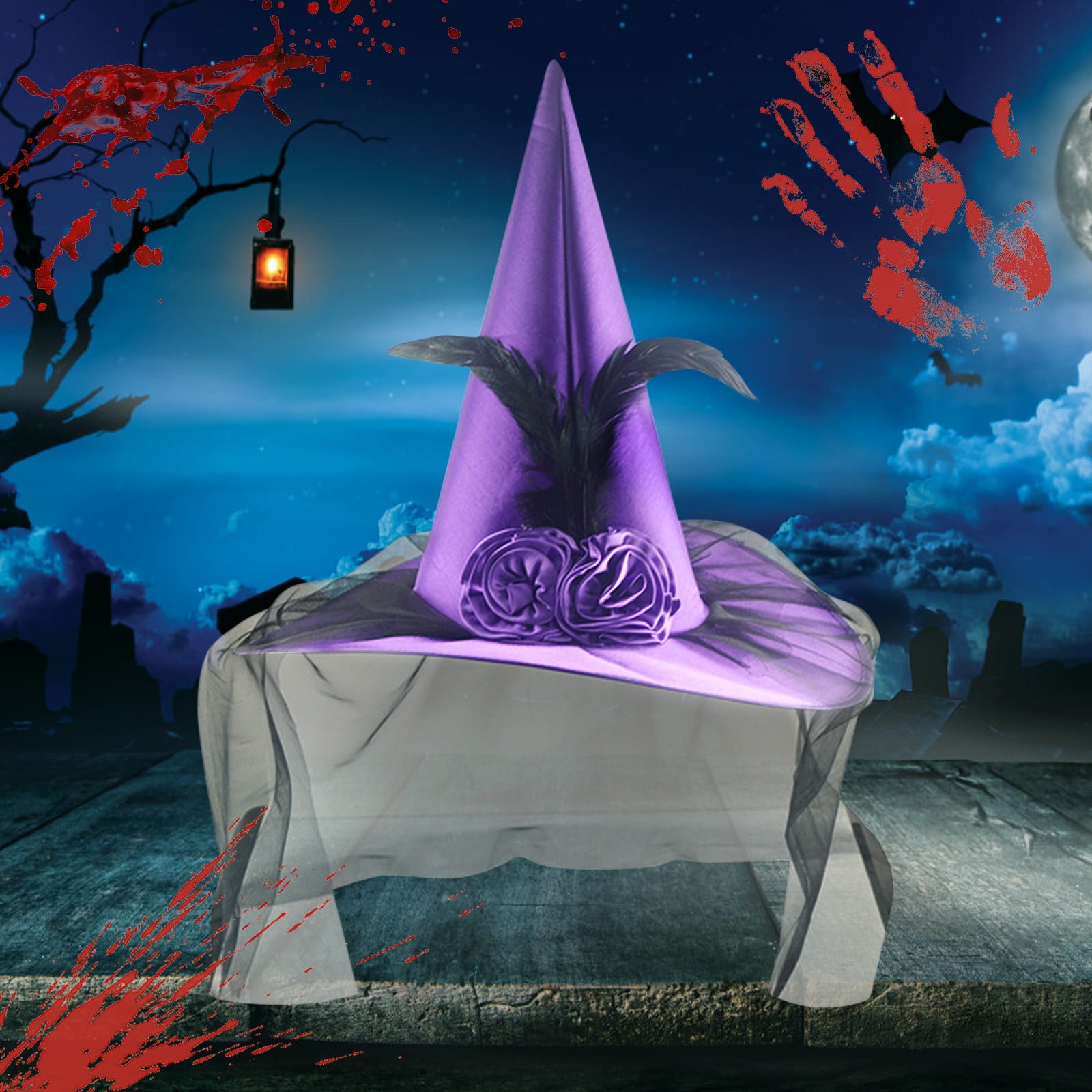 Momihoom Halloween Witch Hat Magician Hat Hair Accessories Velvet Rose ...