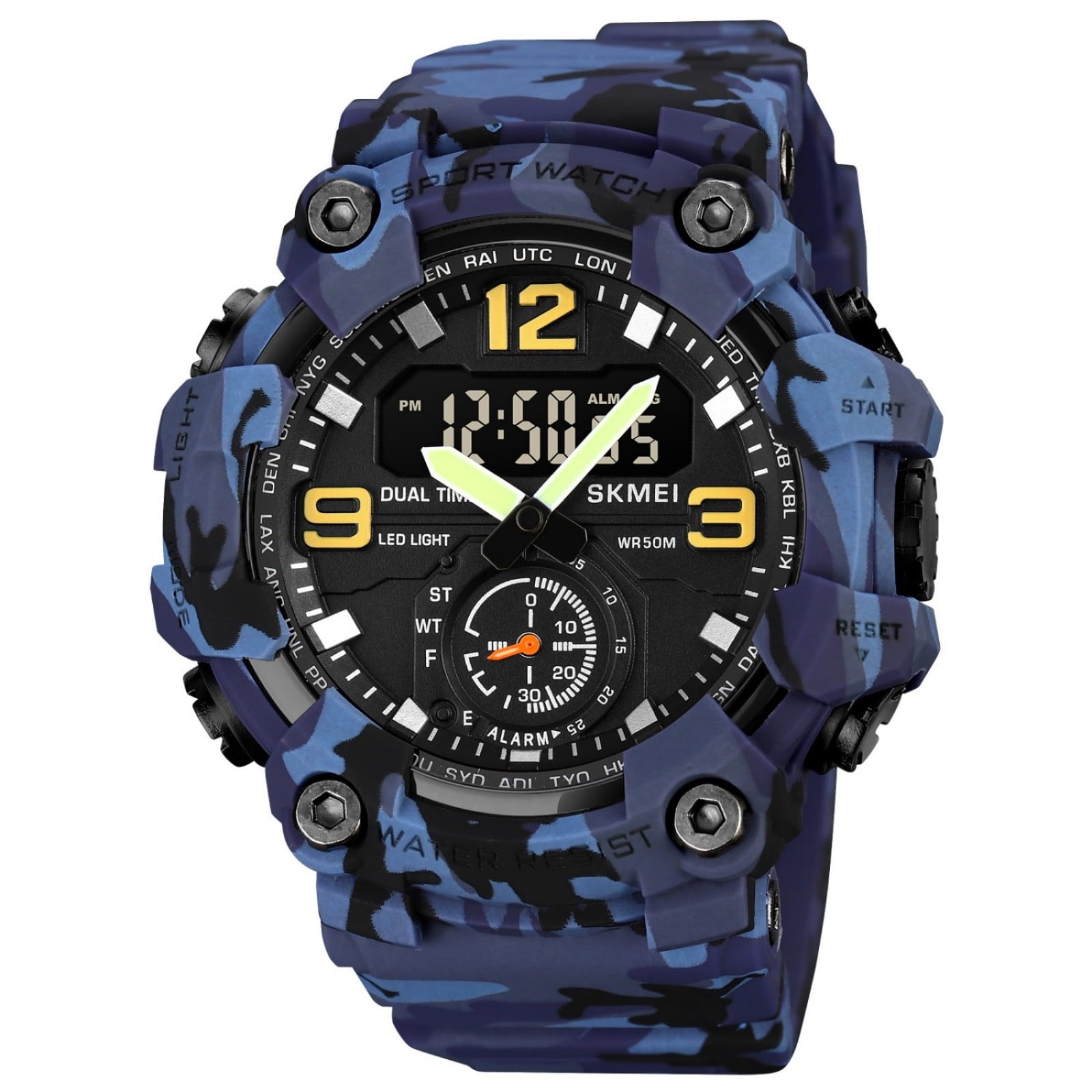 Momihoom Men's Digital Camo Sport Watch, LED Backlight, Water Resistant ...