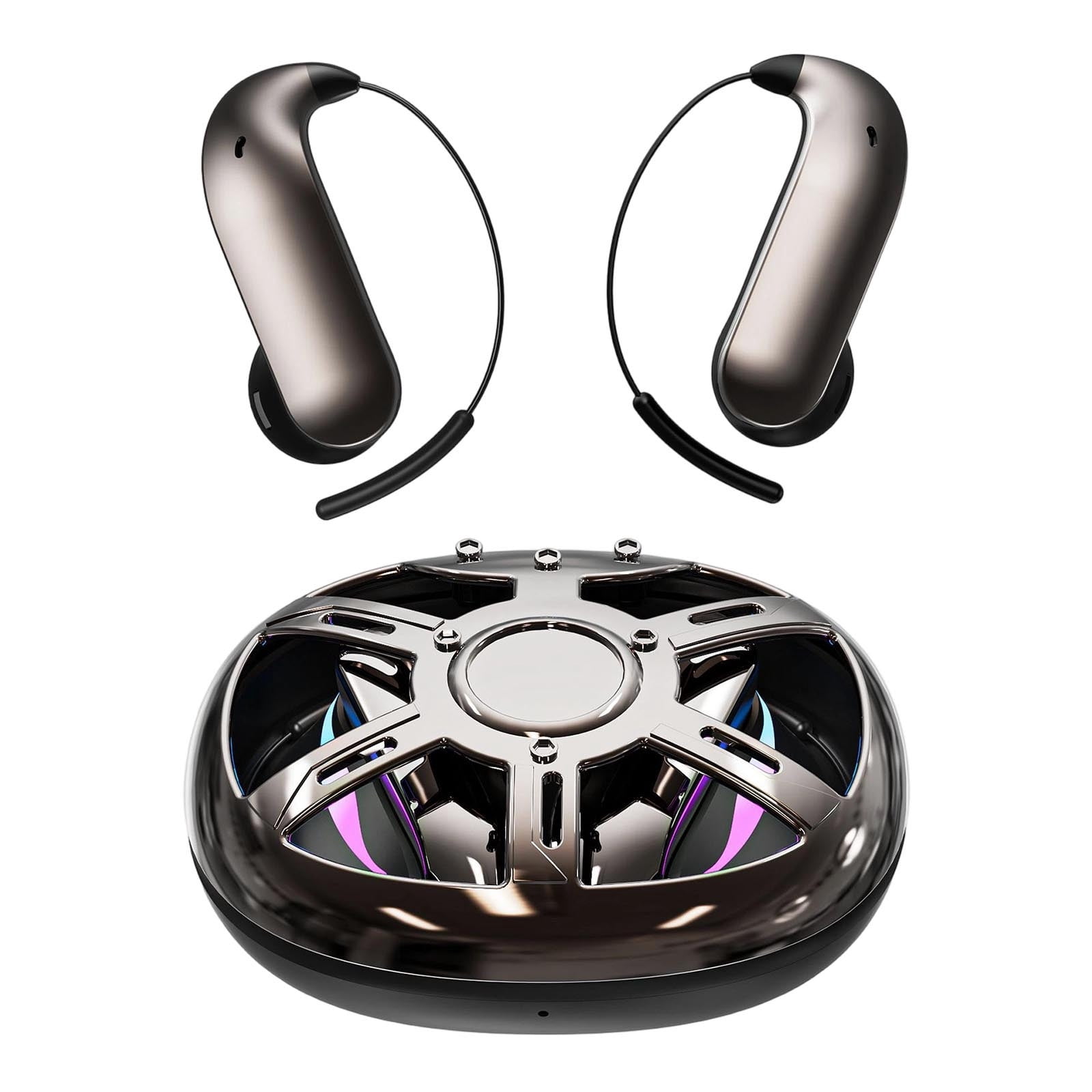 Momihoom Metal OWS Open-Ear Bluetooth Headphones, Mechanical Style with ...