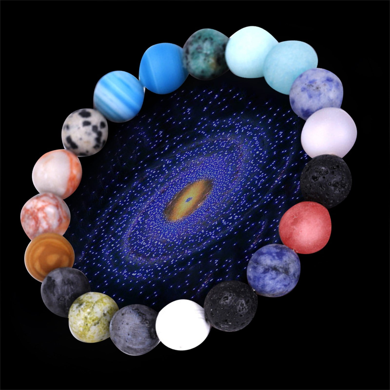 Momihoom Natural Lava Rock Bracelet Solar System Eight Planet Themed ...