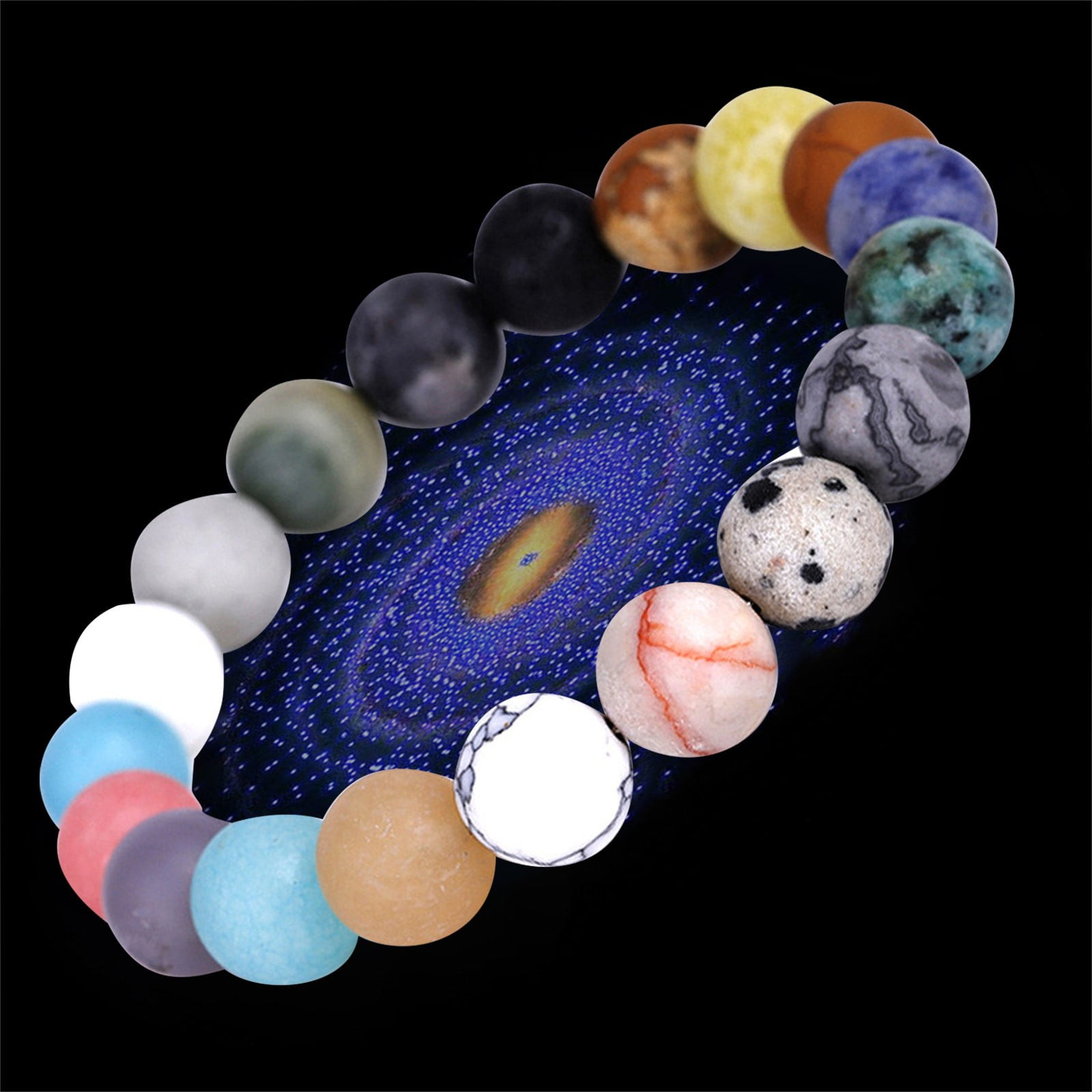 Momihoom Natural Lava Rock Bracelet Solar System Eight Planet Themed ...