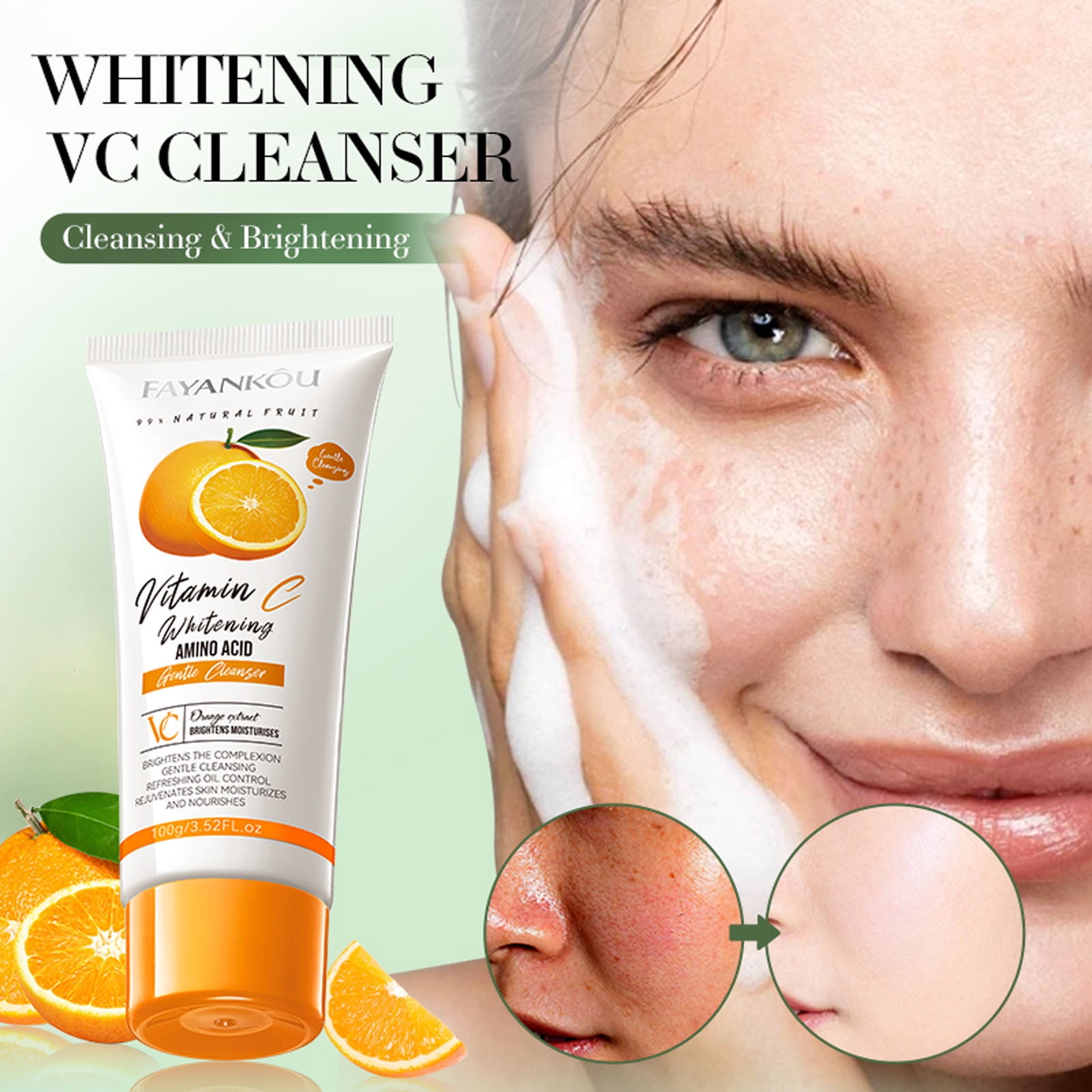 Momihoom Orange VC Whitening Amino Acid Gentle Cleanser - Walmart.com