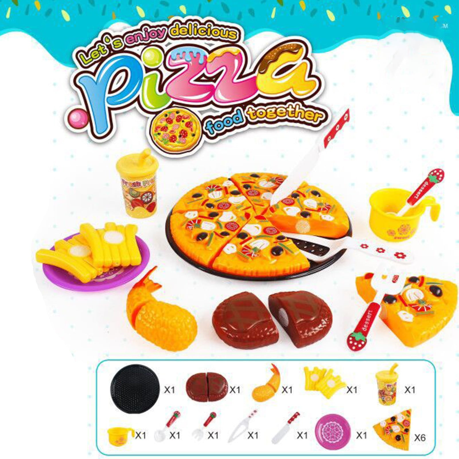 Momihoom Pizza Toys for Kids, Cutting Toy Pizza Play Food Set, Pretend ...