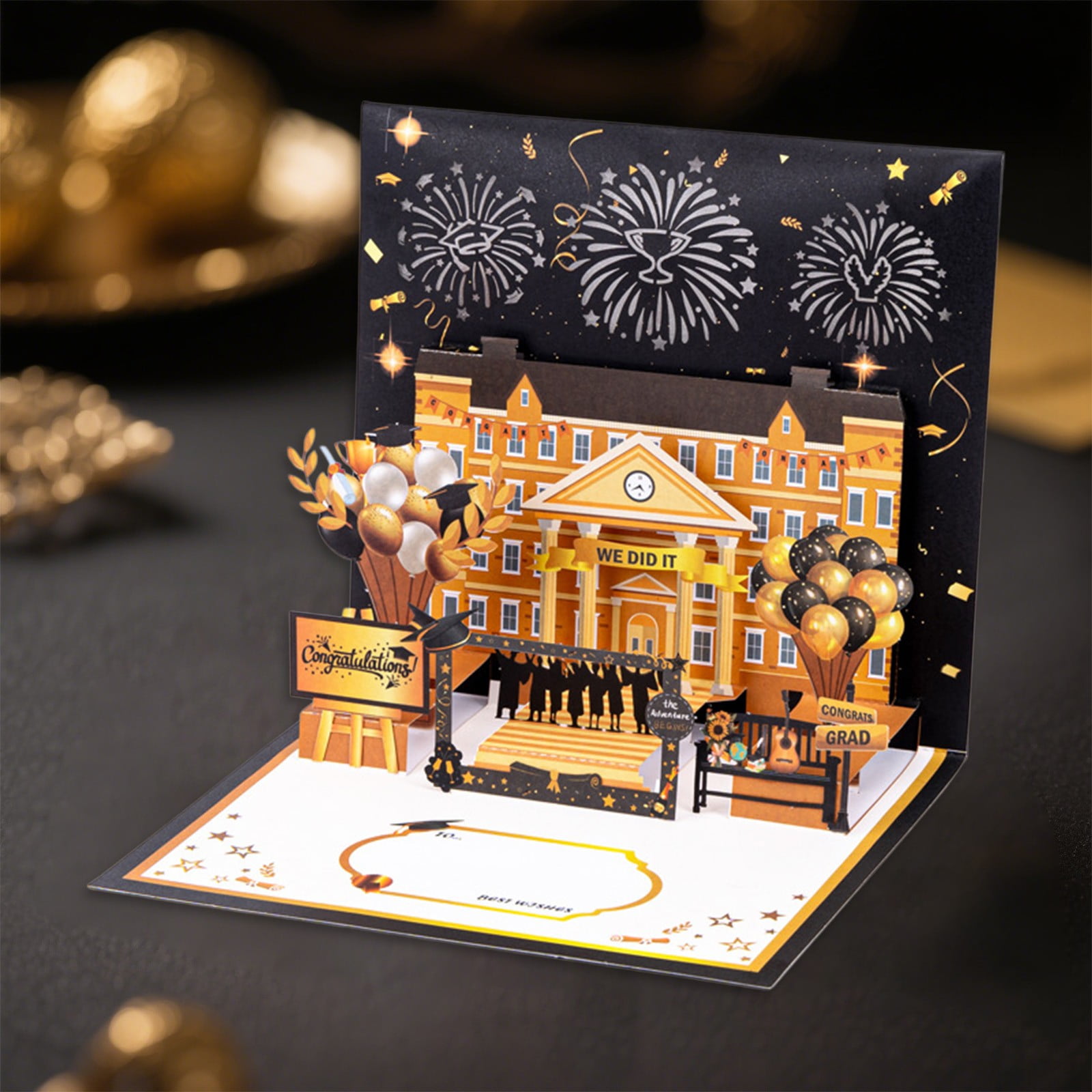 Momihoom Up Graduation Card Musical - Lights & Music Congrats Grad 3D ...