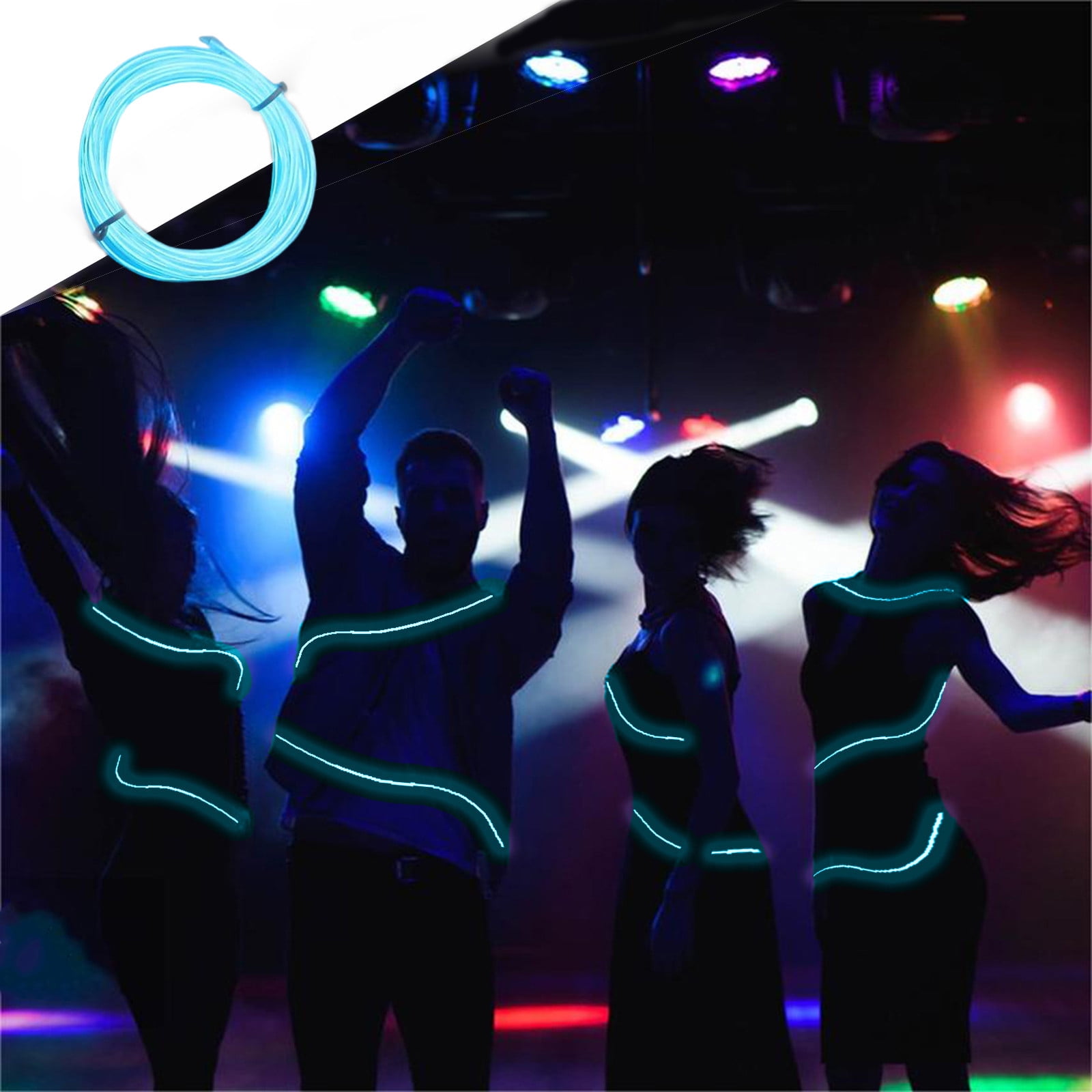Momihoom Portable EL Wire Glowing Rope Lights LED Strips String ...