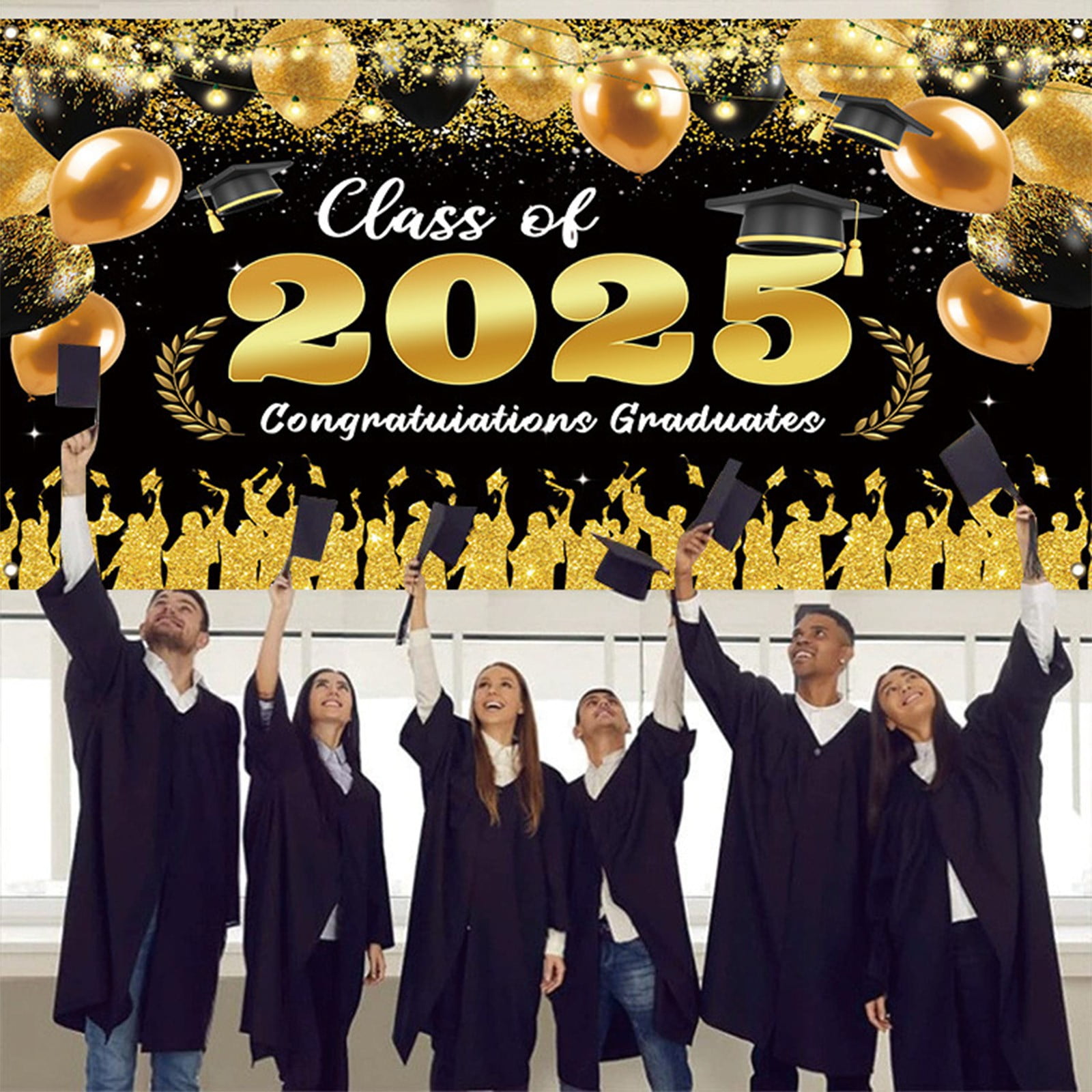 Momihoom Premium Graduation Backdrop Banner, Congrats Grad Banner ...