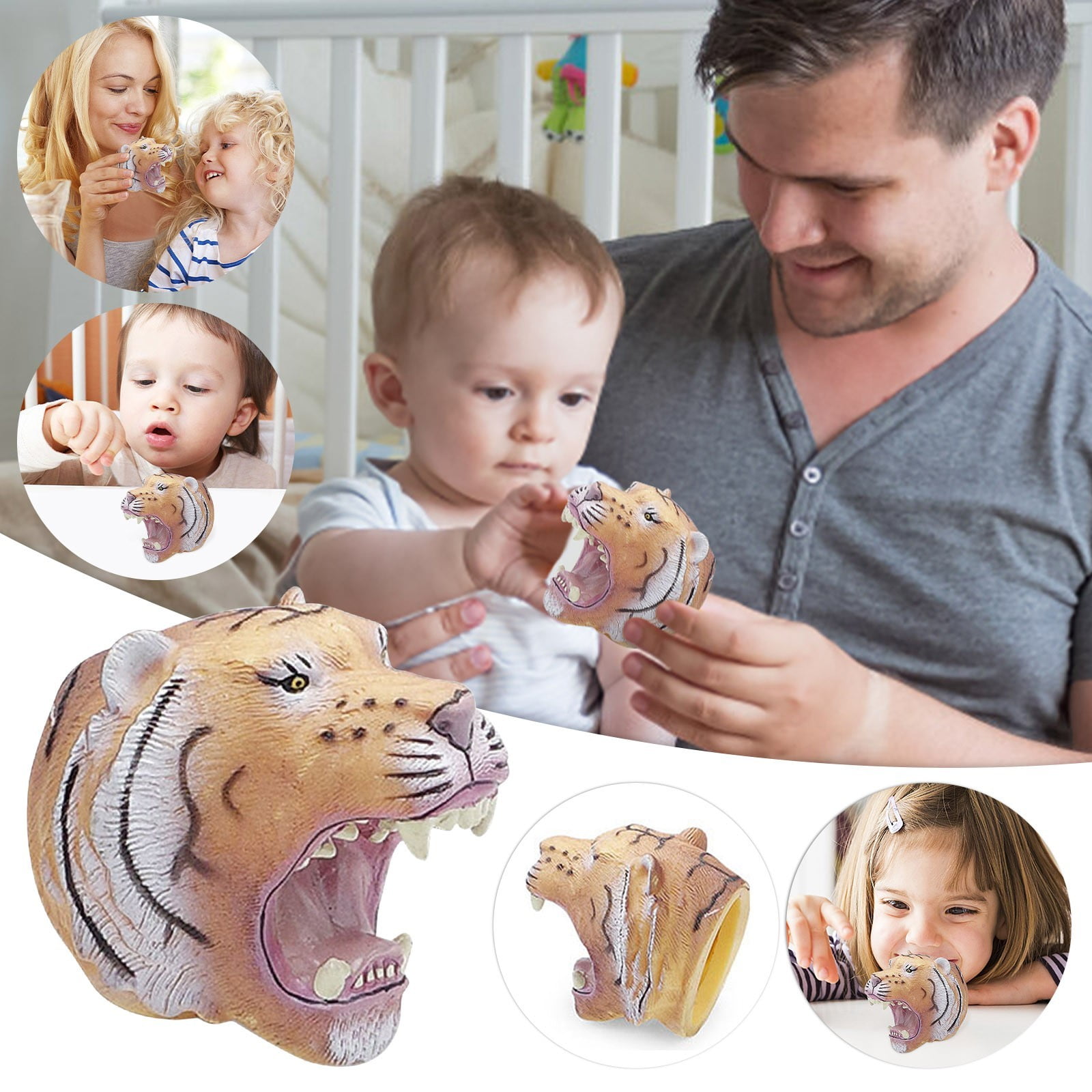 Momihoom Realistic White Tiger Hand Puppets for Children. Made from Eco ...