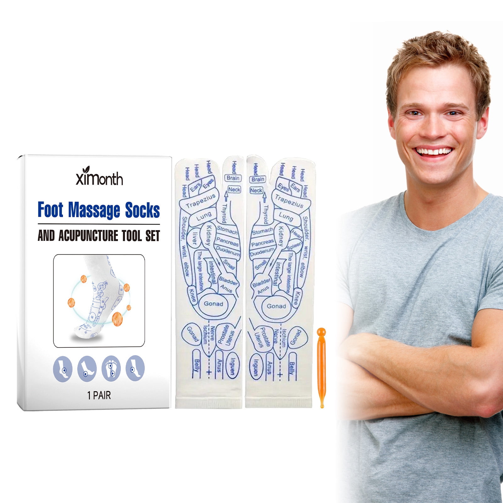 Momihoom Reflexology Socks with Tools and Gloves Set, Unisex Pressure ...