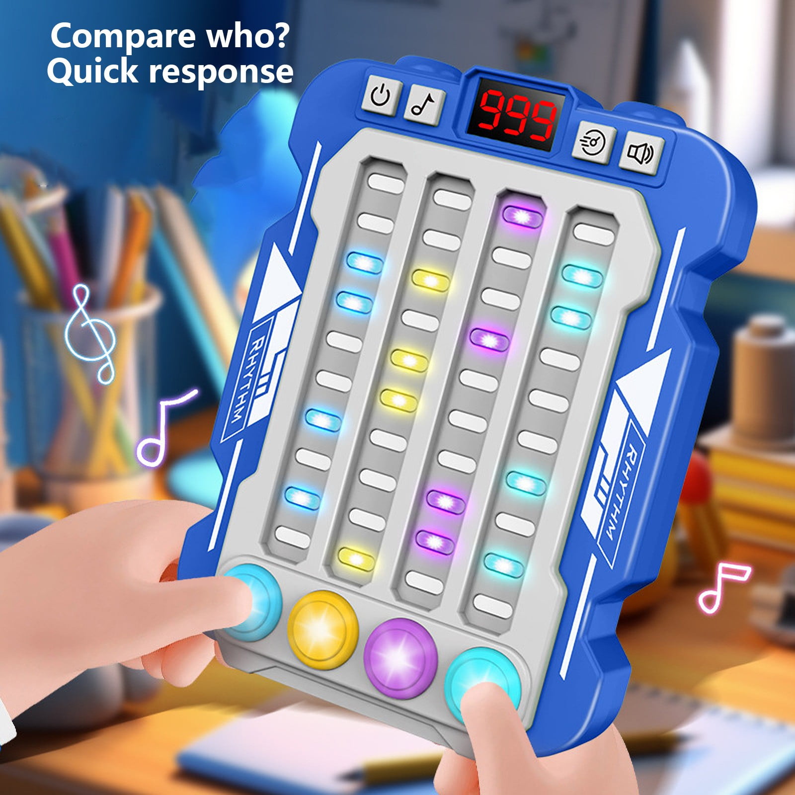 Momihoom Rhythm Game Machine, Quick Push Pop Game Pop it Game Handheld Puzzle Game Machine with ...