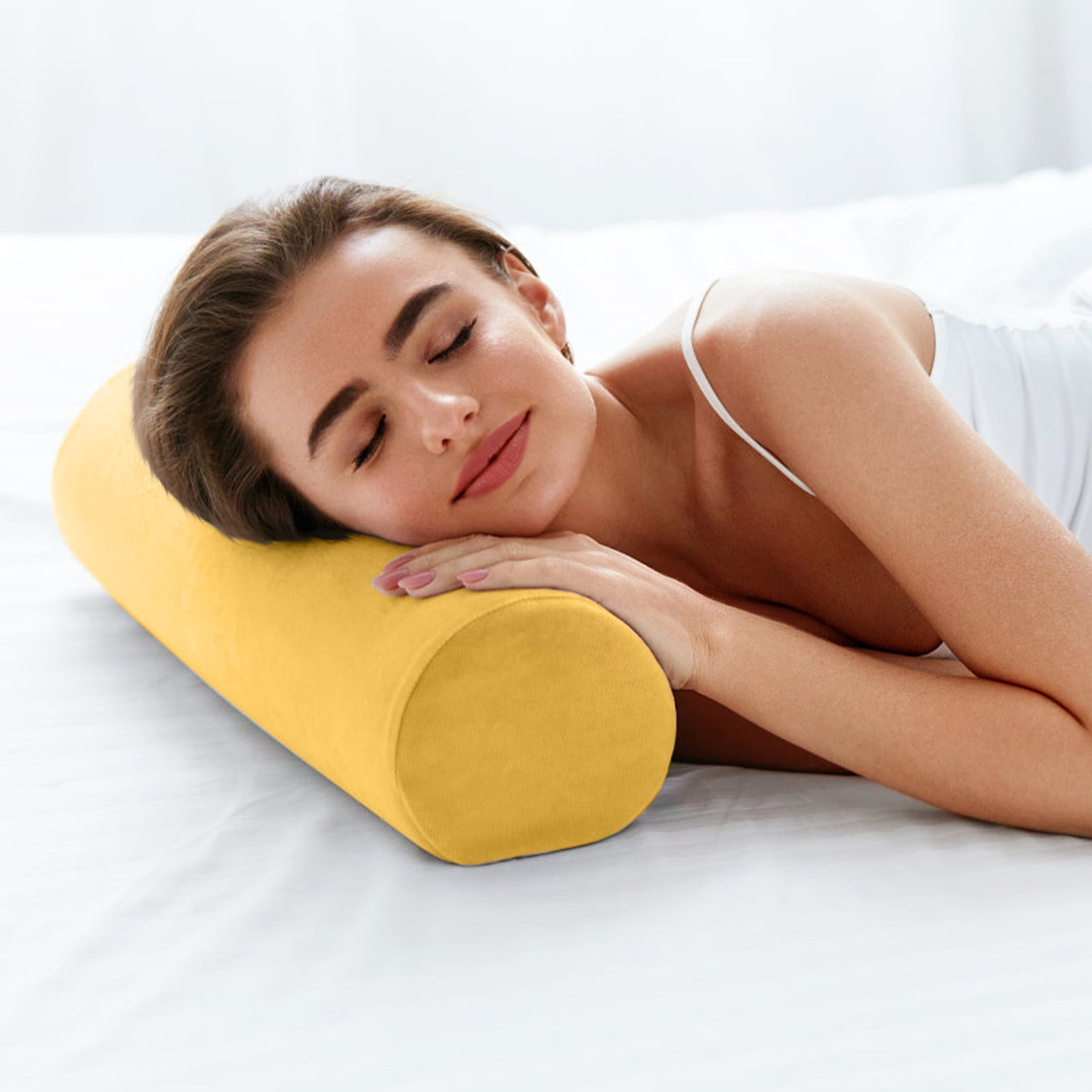 Momihoom Round Cervical Roll Cylinder Bolster Pillow, for Head, Neck ...
