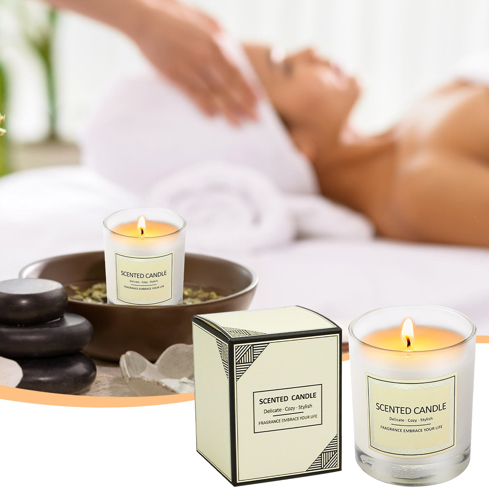 Momihoom Smudge Candle - for Meditation & Cleansing Negative Energy with Soy Wax, Essential Oils ...