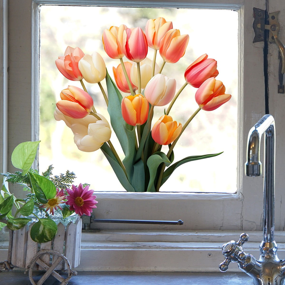 Momihoom Spring Window Cling Removable Tulip Window Stickers Colorful ...