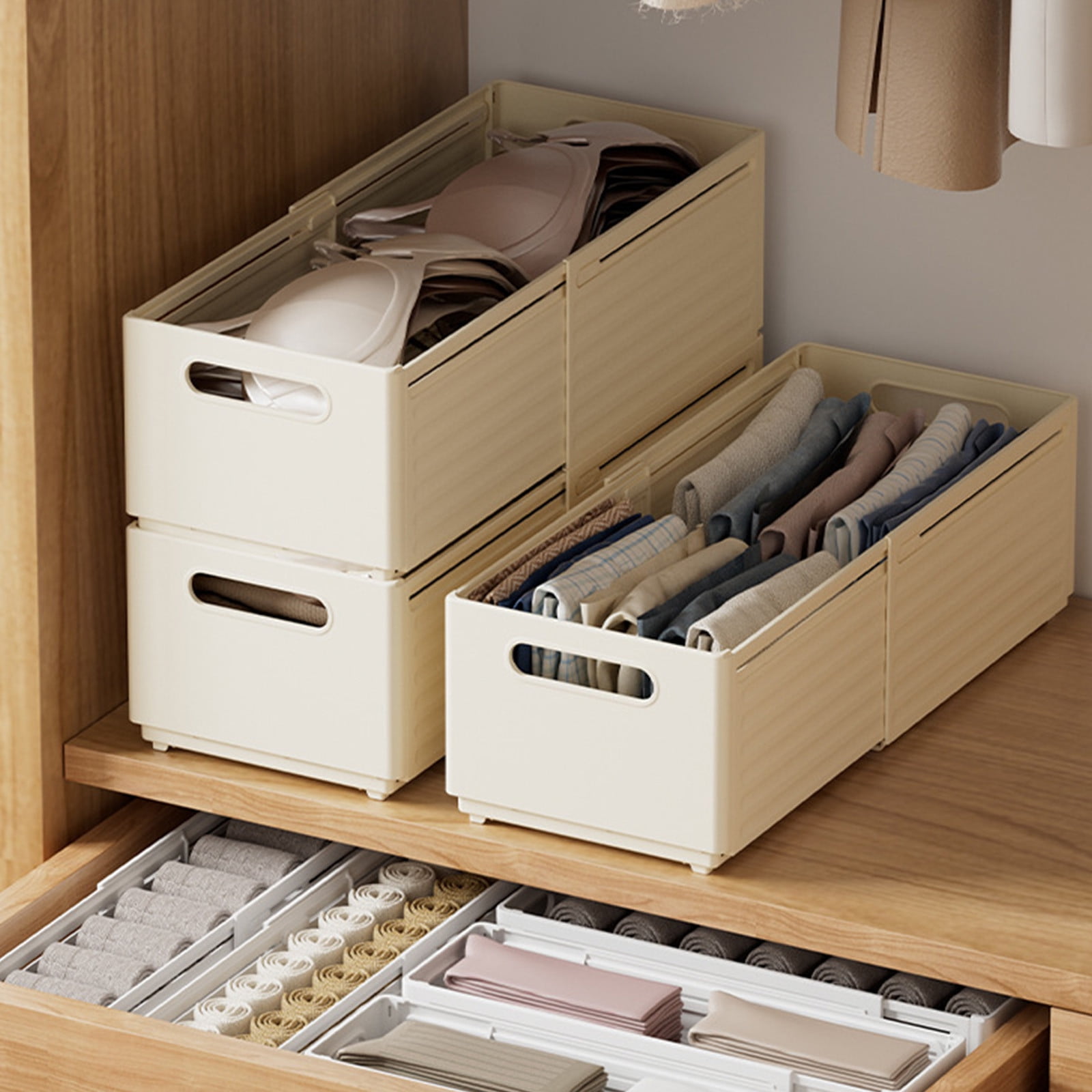 Momihoom Stackable Retractable Storage Box Expandable Pull out Cabinet Organizer Collaspiable ...