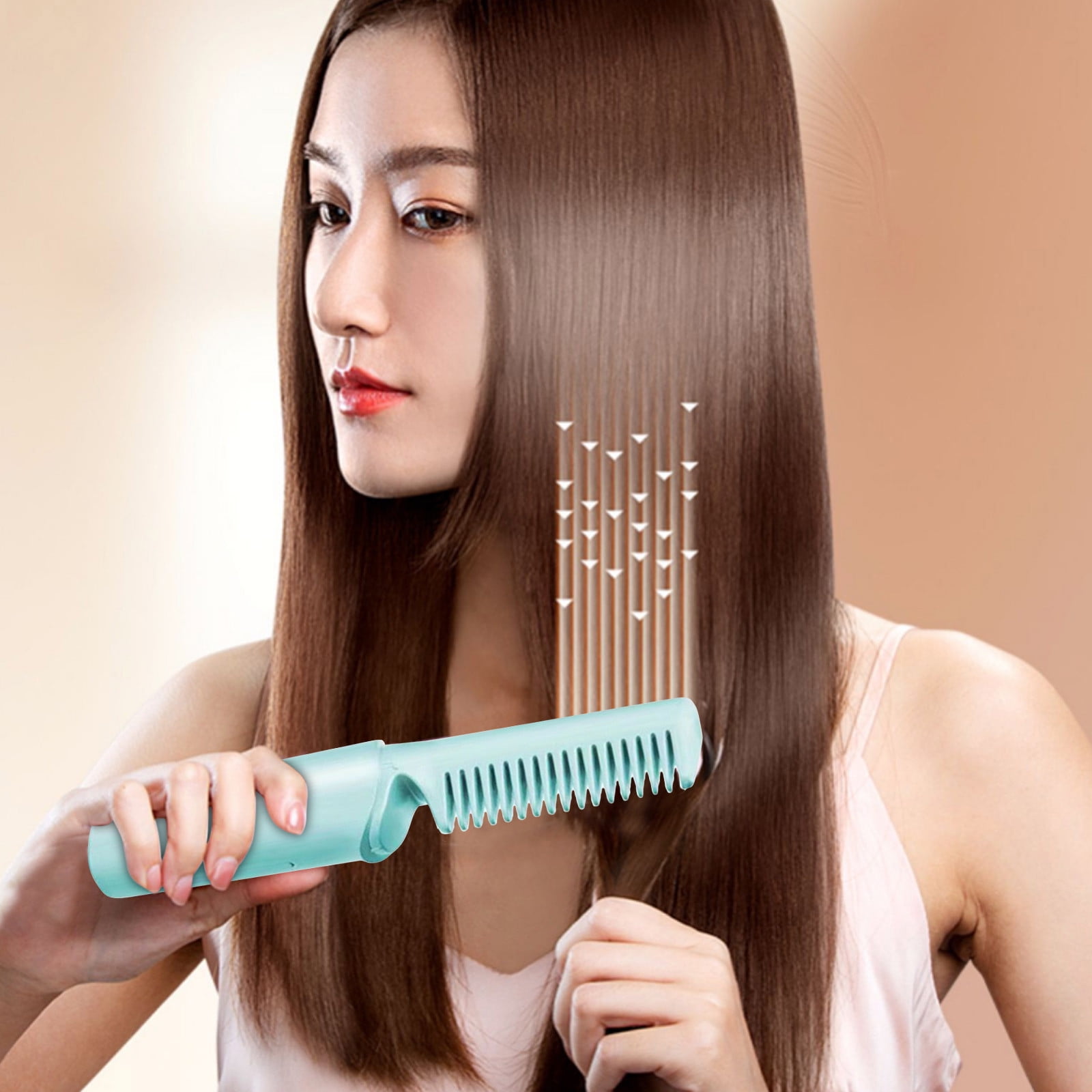 Momihoom Straightening Brush, Cordless Hair Straightener Brush, 2 in 1 ...