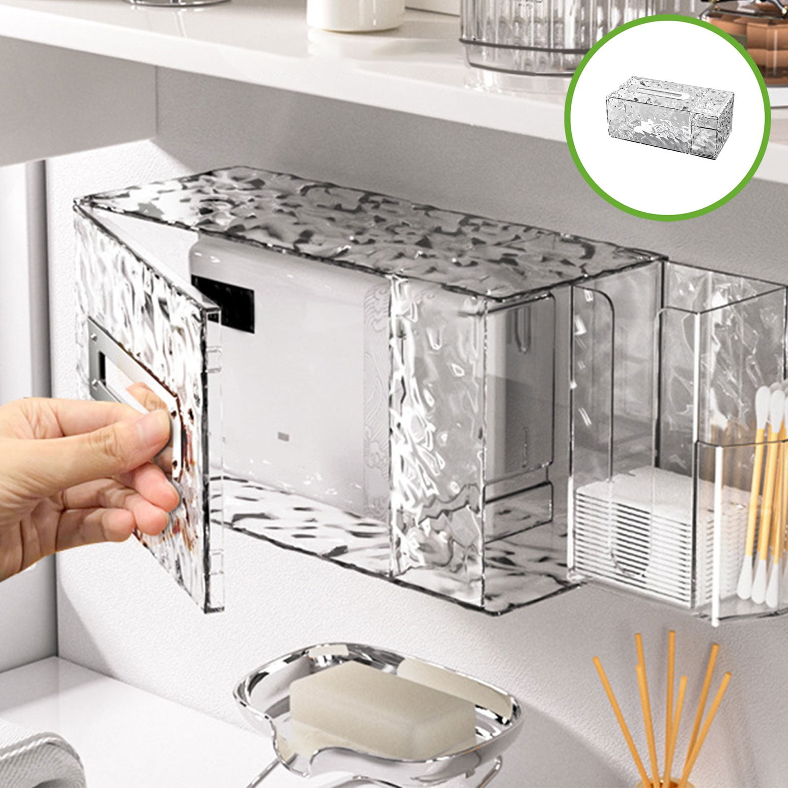 Momihoom Tissue Box, Wall Mounted Tissue Box Cover Clear Plastic Napkin ...