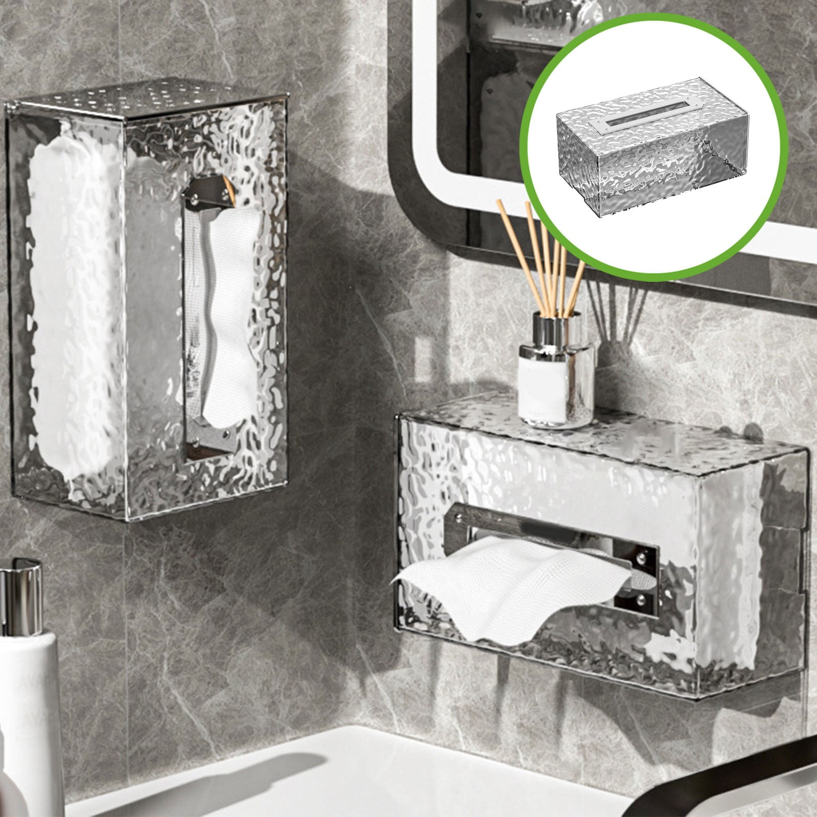 Momihoom Tissue Box, Wall Mounted Tissue Box Cover Clear Plastic Napkin ...