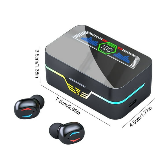Momihoom True Wireless Earbuds with Digital Display Case, RGB Lighting ...