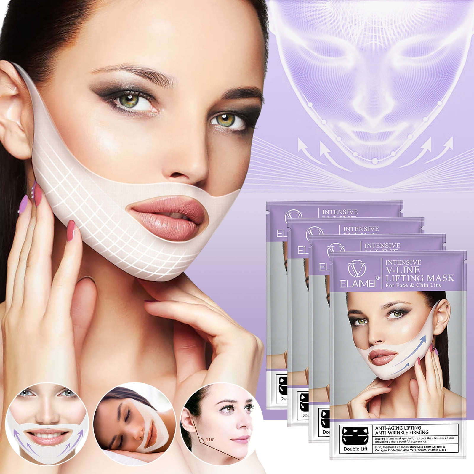 Momihoom V Line Lifting Mask, V Shaping Face Masks, Hydrogel Collagen ...