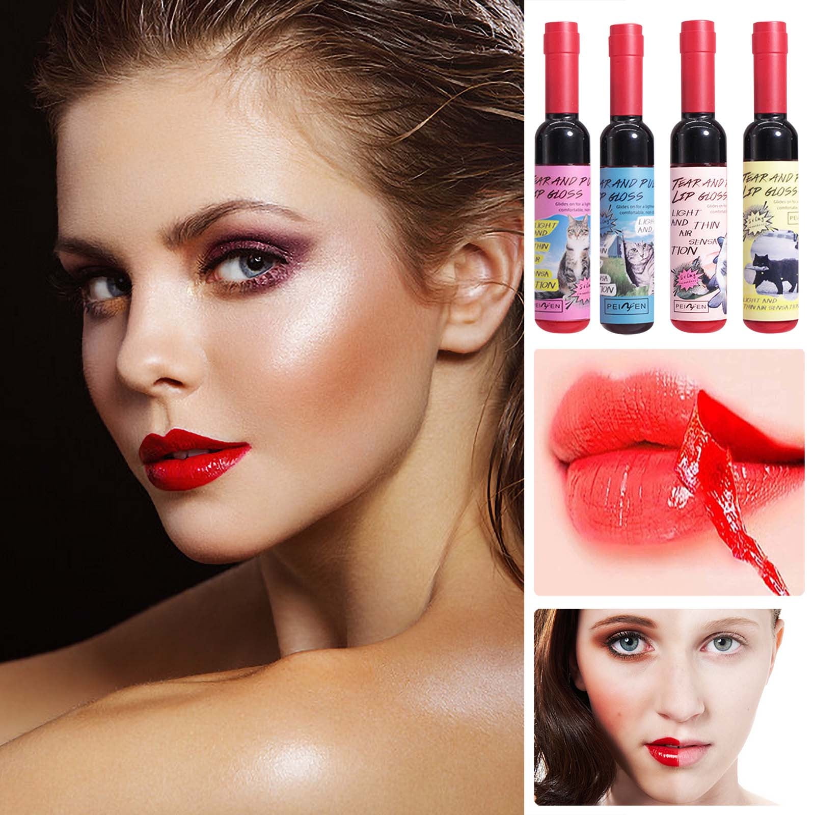 Momihoom Wine Bottle Lip Tint Stain 6 Colors Waterproof Red Matte All ...
