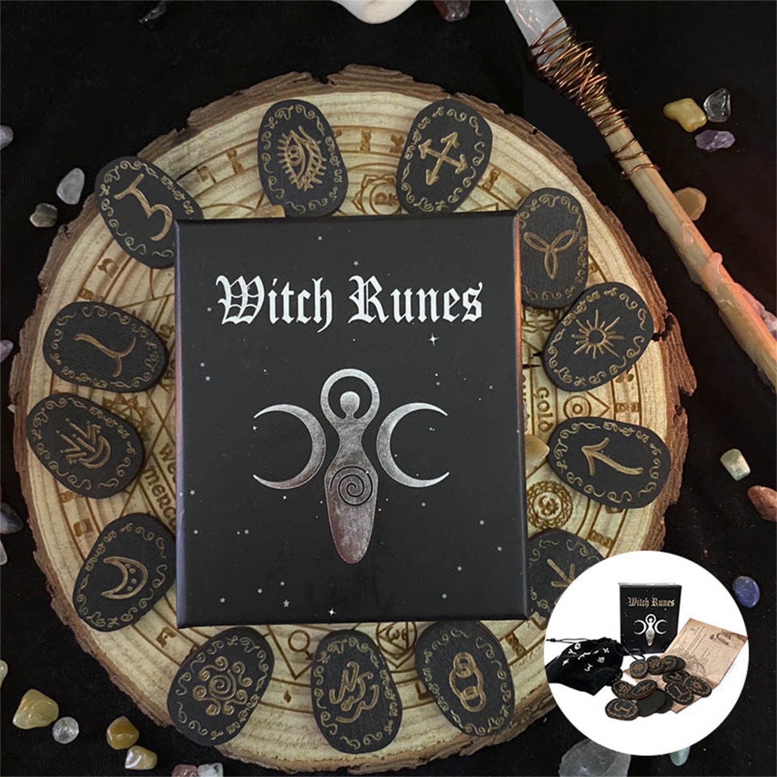 Momihoom Witch Rune Set Healing Woodcut Meditation Altar Altar Home ...