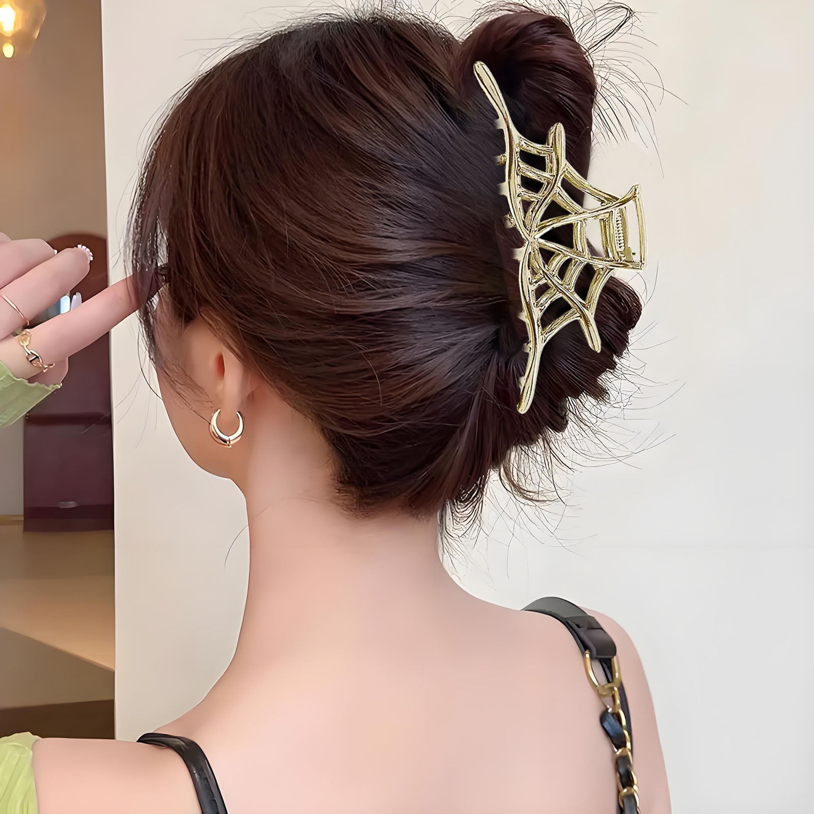 Momihoom Women's Claw Clips: Spider Web Hair Jaw Clips for Strong Hold ...