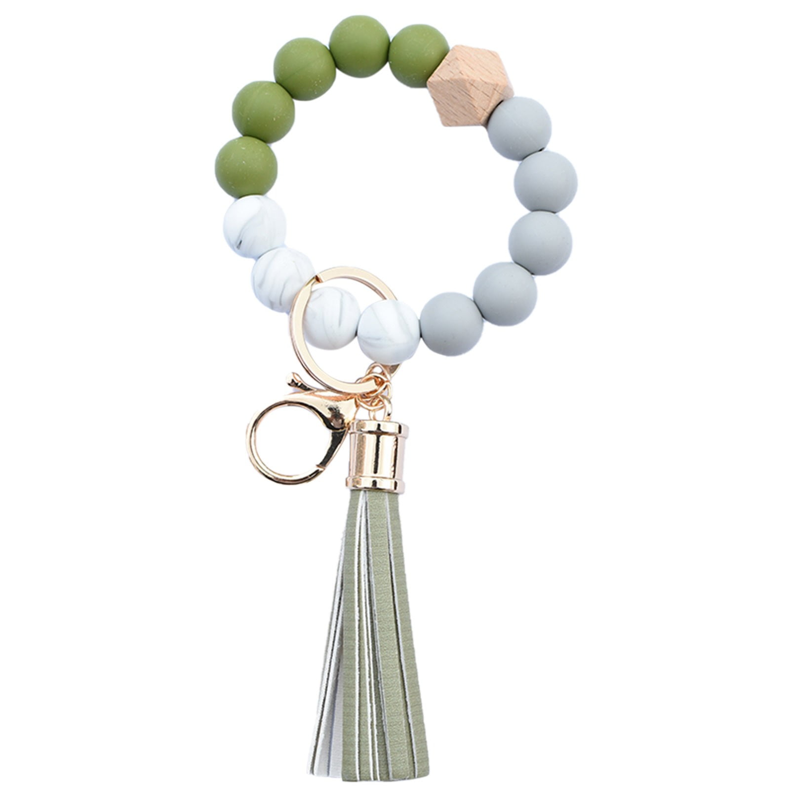 KUNGUGU Keychain Bracelet, Beaded Bangle Wristlet Key Ring Holder ...