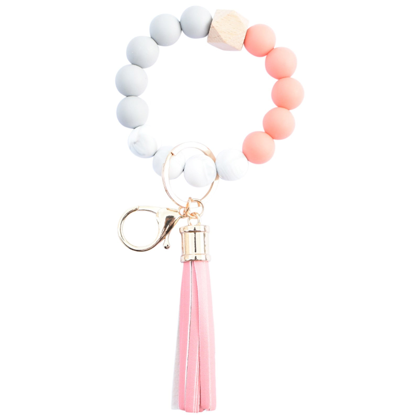 Momine Fashion Creative Keychain Bracelet Wristlet Key Ring Beaded ...