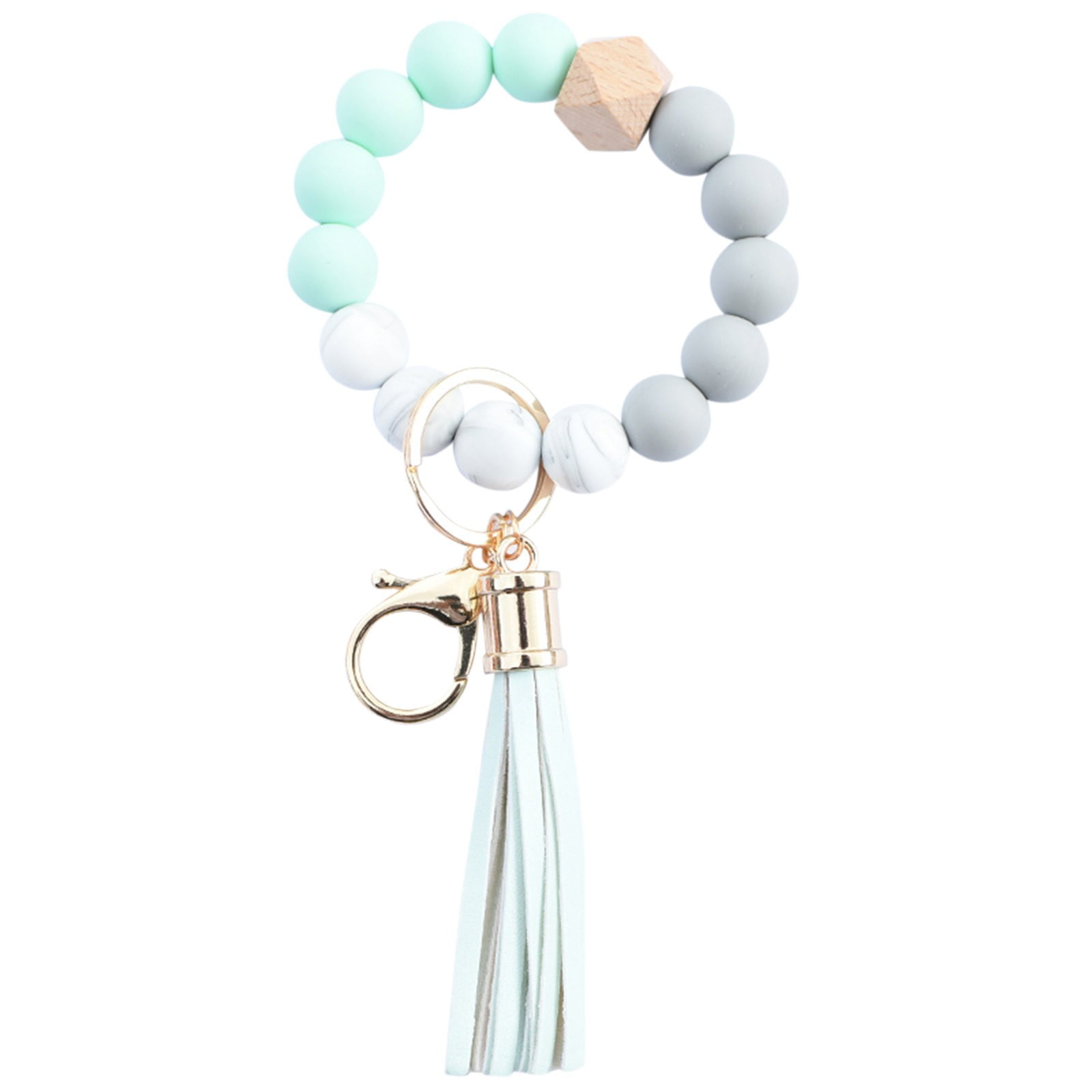 Momine Fashion Creative Keychain Bracelet Wristlet Key Ring Beaded ...