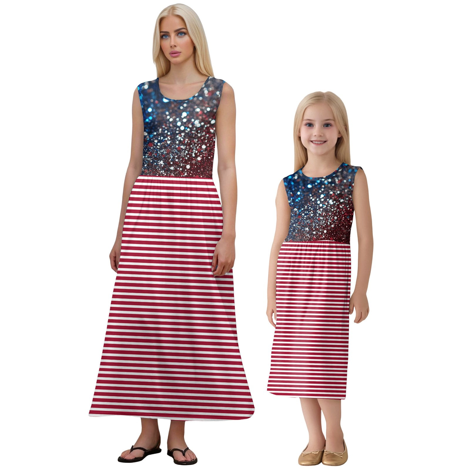 Mommy and Me Family Outfits Family Matching Sleeveless Dress with ...