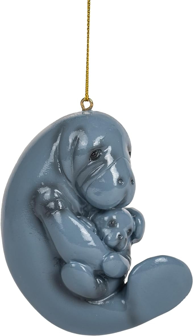 Mommy Manatee Hugging Her Baby with Love Christmas Tree Ornament ...